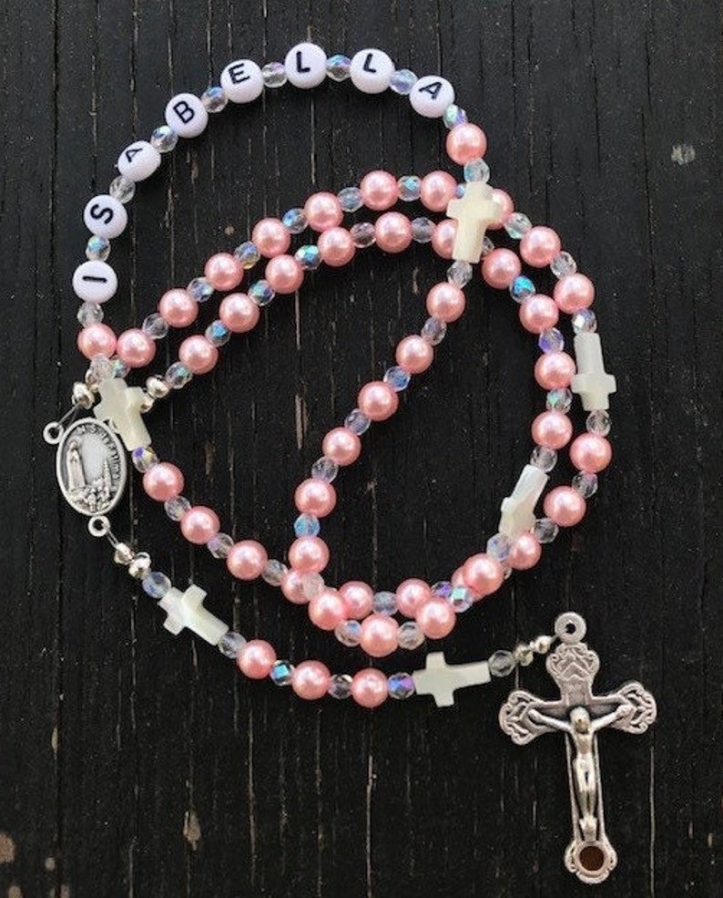 Add a Name Personalized Rosary (6 Color Choices, First Communion ...