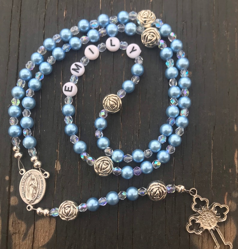 Add a Name Personalized Rosary (6 Color Choices, First Communion ...
