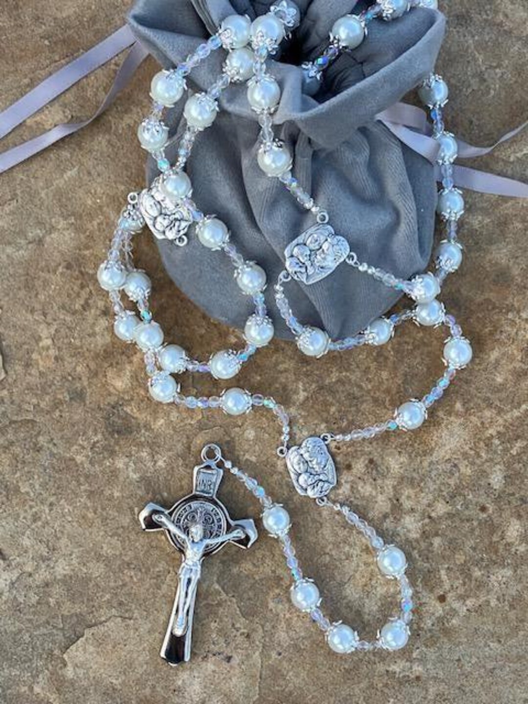 Deluxe White Pearl Wedding Lasso (lazo) Choice of Gold or Silver ...