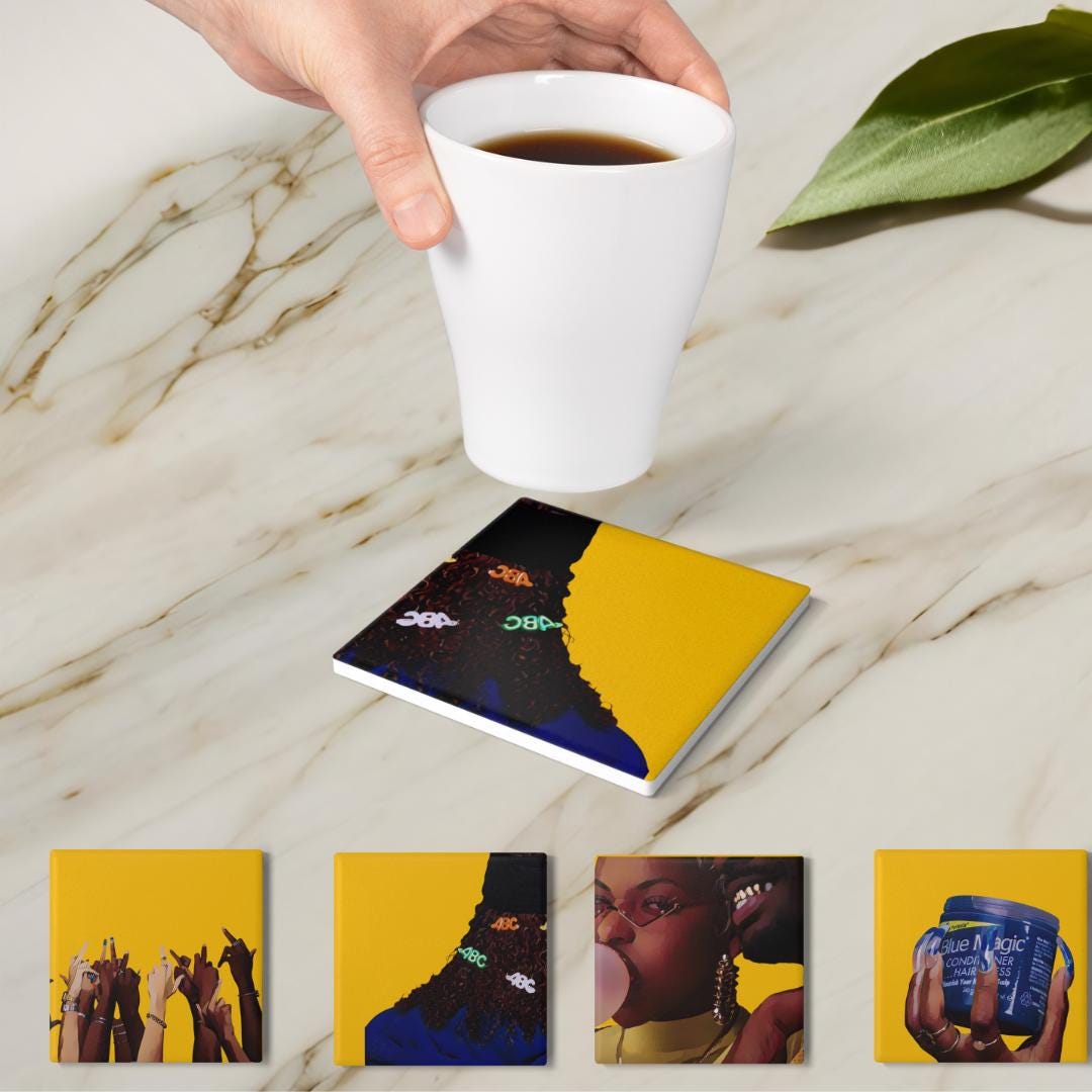 4 Afrocentric Ceramic Coasters: Black Culture Table Decor Set - Etsy