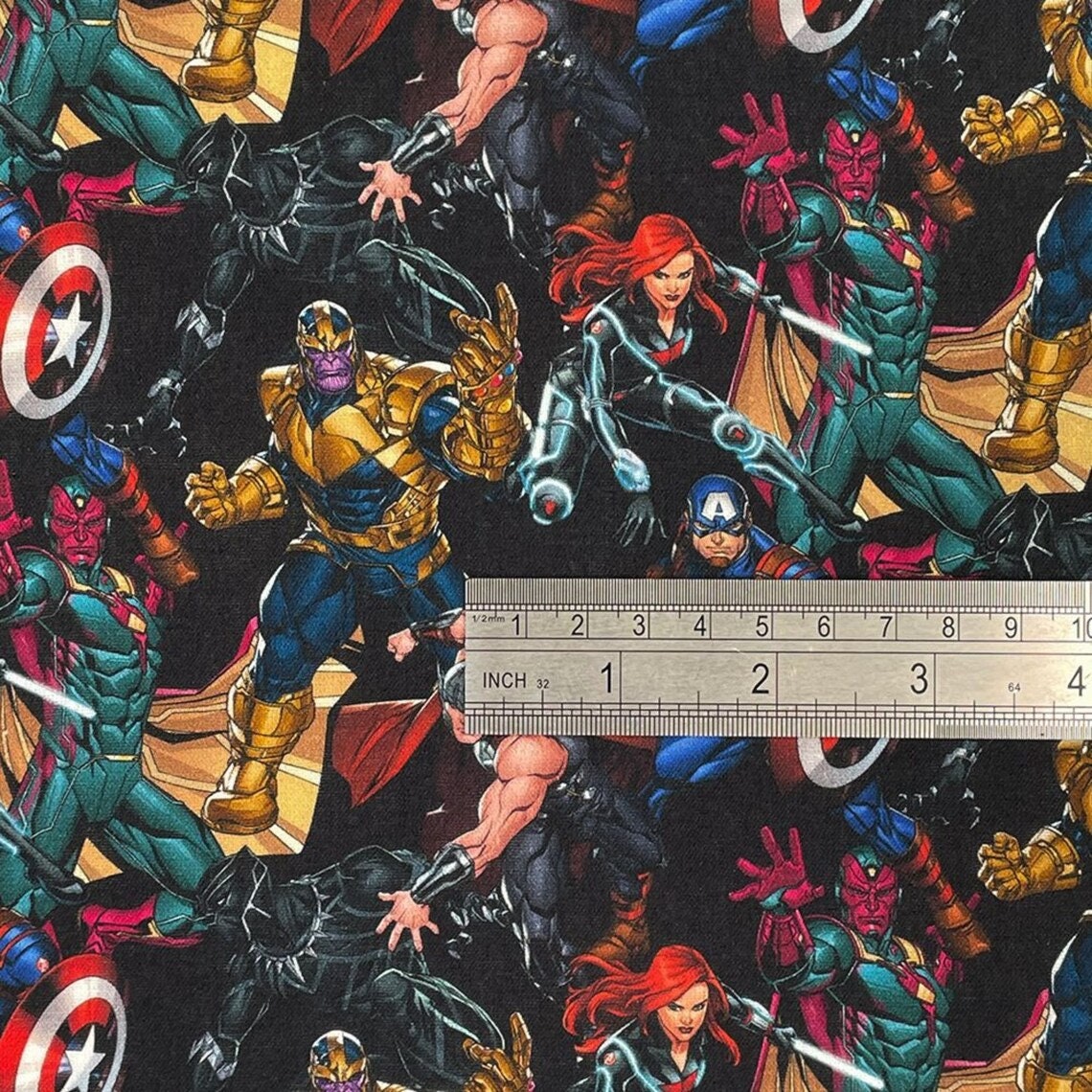 Marvel Avengers Fabric Captain America Thor Black Widow 140cm Wide 100% ...