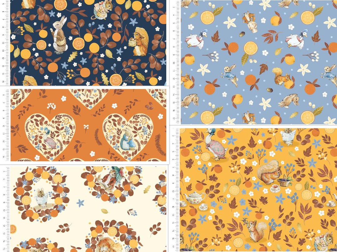 Make + Believe Winter Fruits Peter Rabbit Cotton Prints 100% Organic ...