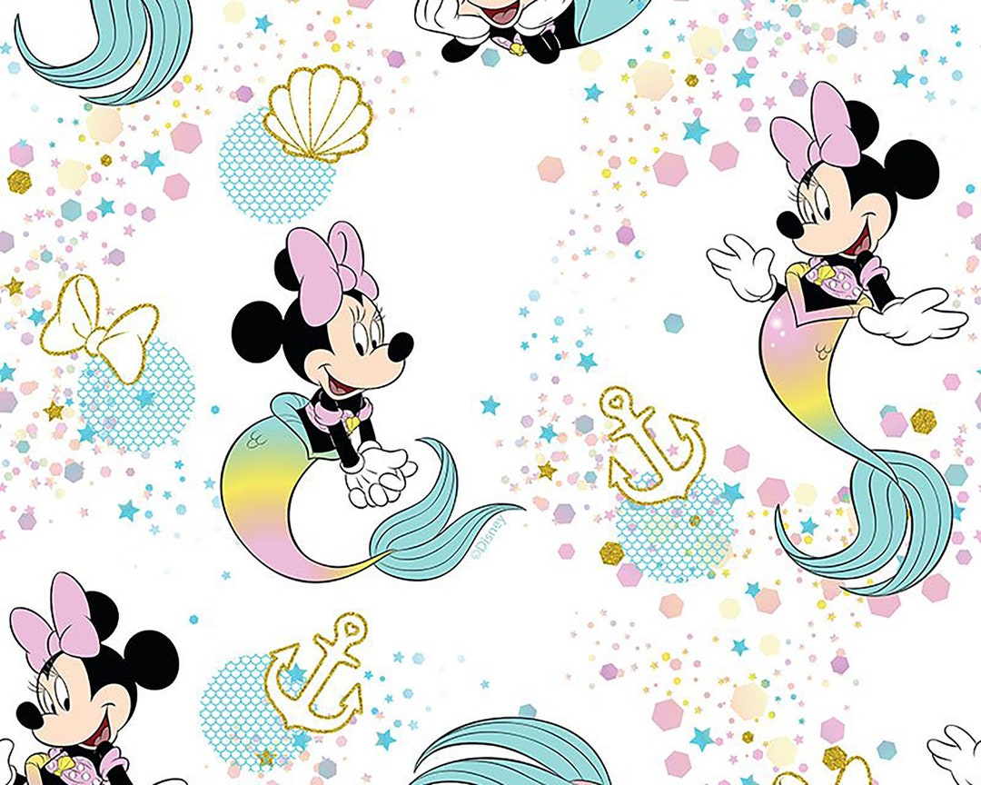 Little Johnny Disney Mermaid Minnie Mouse Cotton Fabric Children's ...