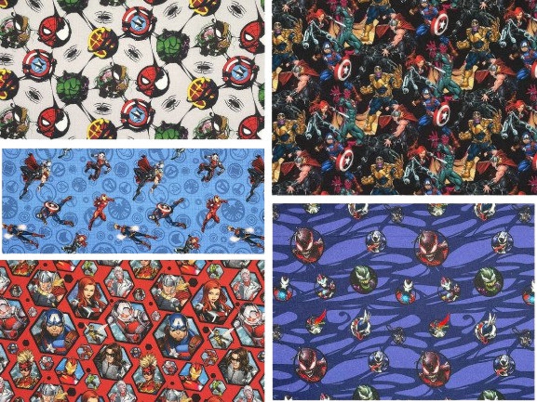 Marvel Avengers Fabric Captain America Thor Black Widow 140cm Wide 100% ...