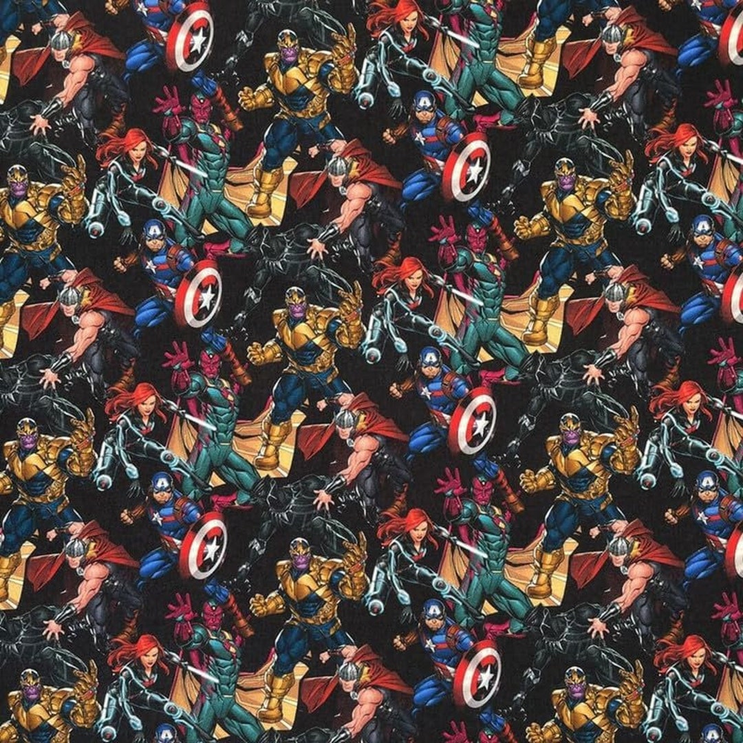 Marvel Avengers Fabric Captain America Thor Black Widow 140cm Wide 100% ...