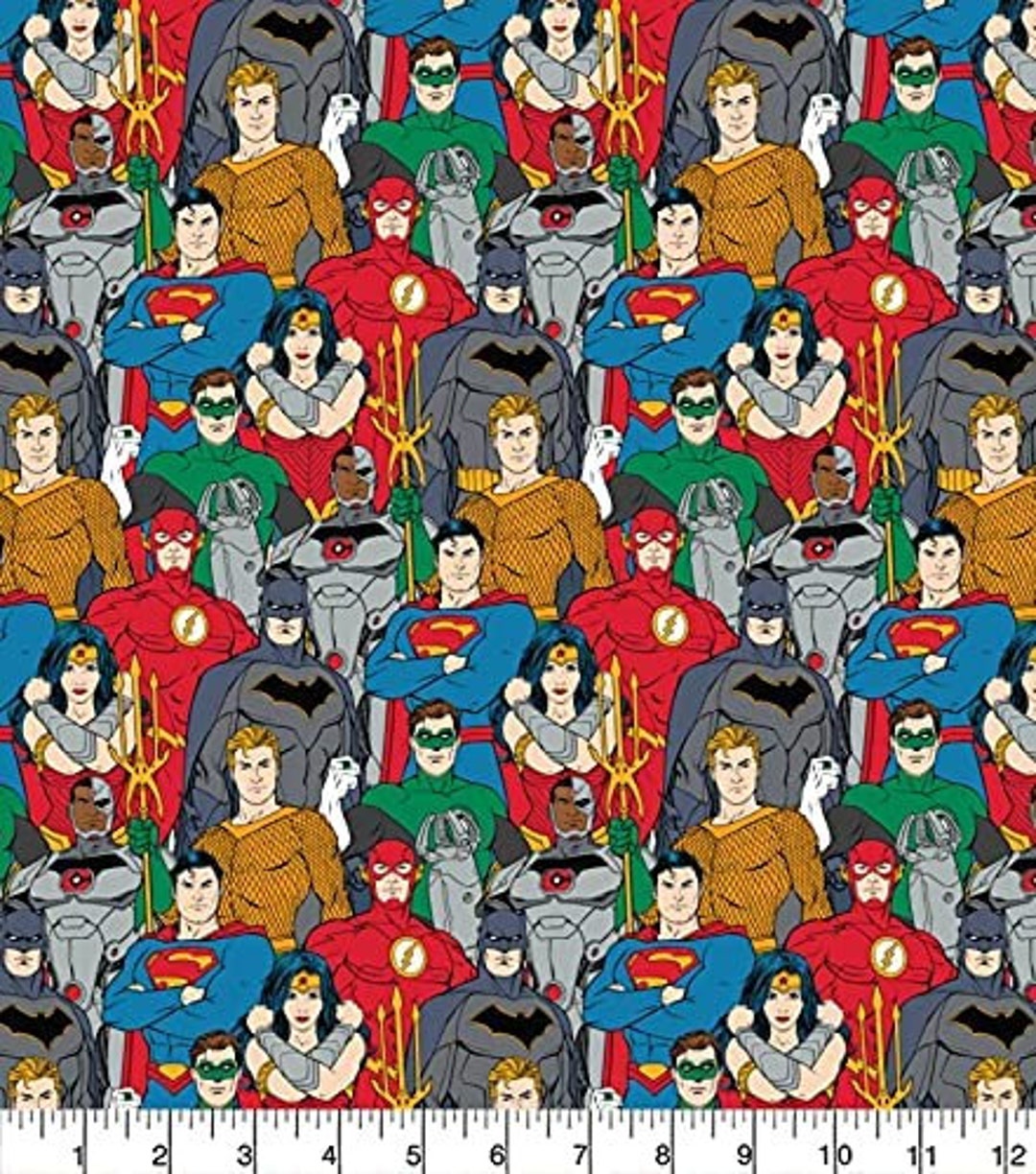 Justice League Multi – DC Superheroes– 100% Cotton Print Craft Fabric ...