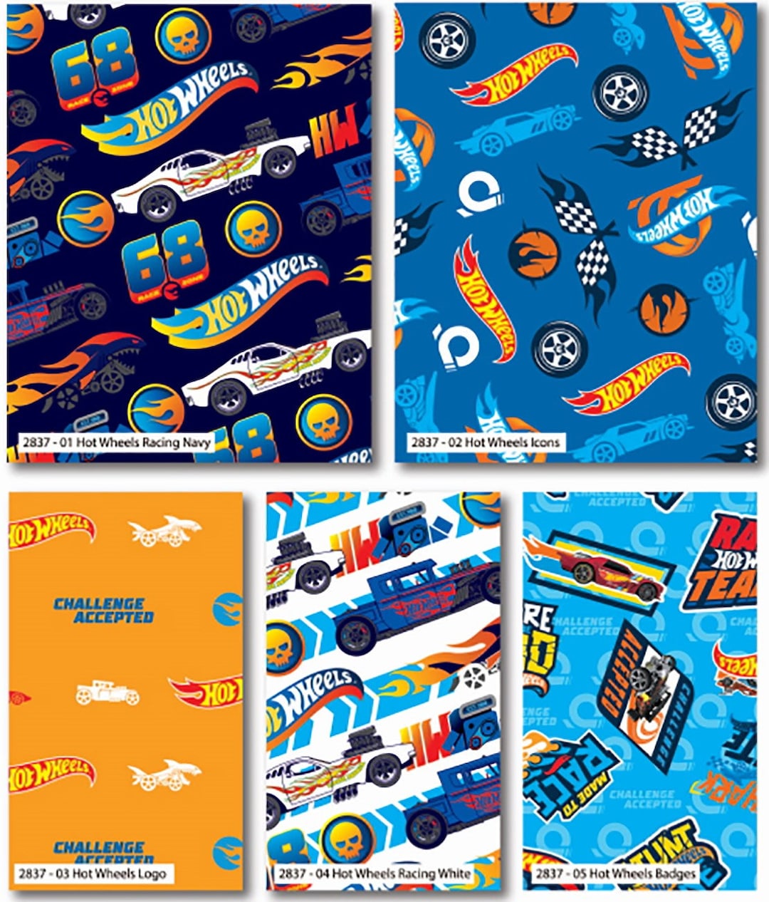 The Craft Cotton Co Challenge Accepted Hot Wheels Fabric by Metre/half ...