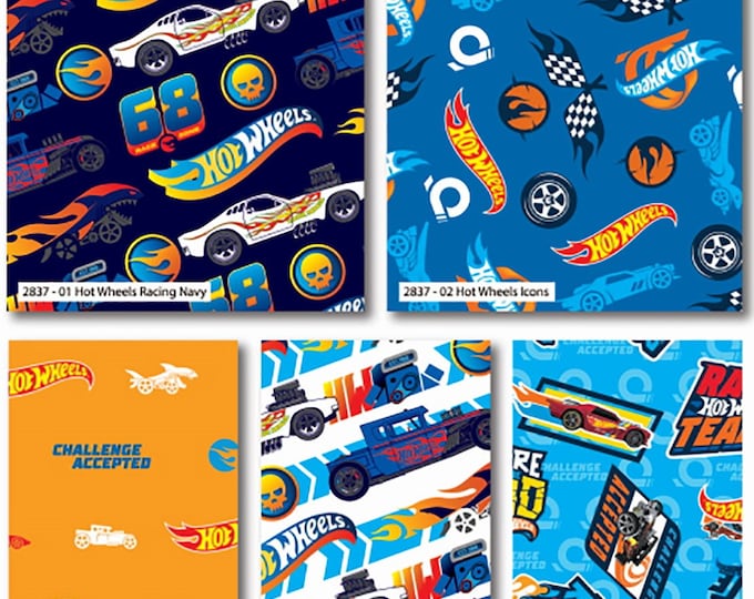 The Craft Cotton Co Challenge Accepted Hot Wheels Fabric by Metre/half ...