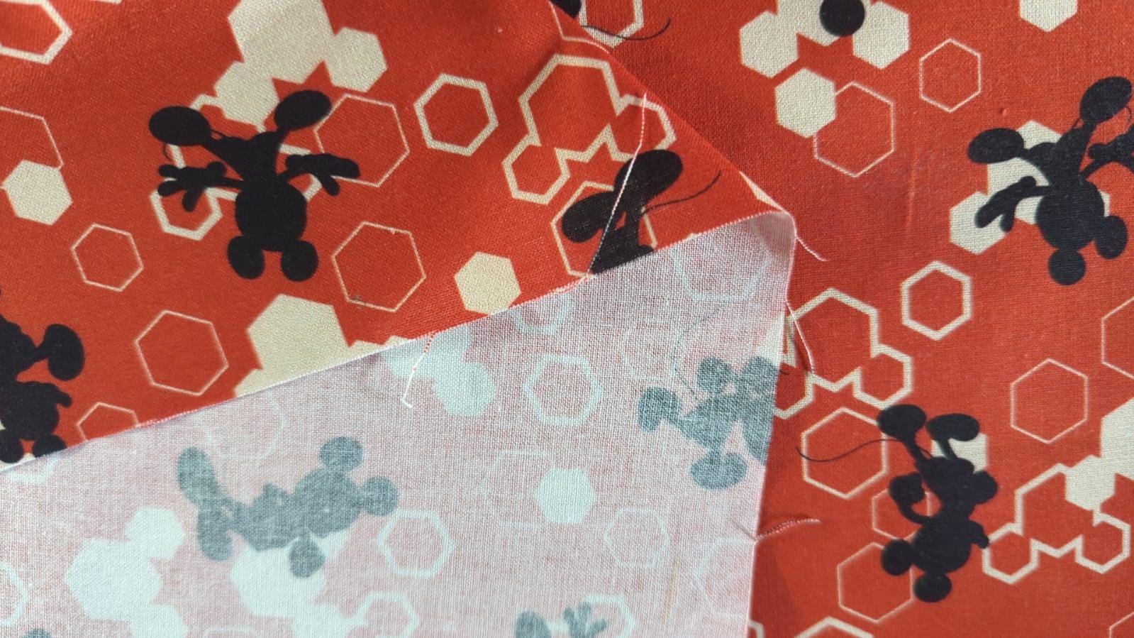 Mickey Mouse Silhouette Hexagon 100% Cotton 145cm Wide Digital Fabric ...