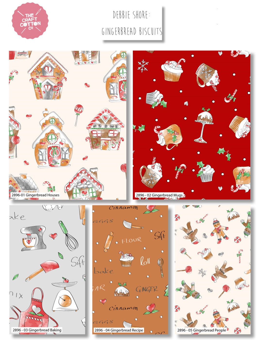 Debbie Shore Gingerbread Biscuits Christmas Fabric the Craft Cotton Co ...