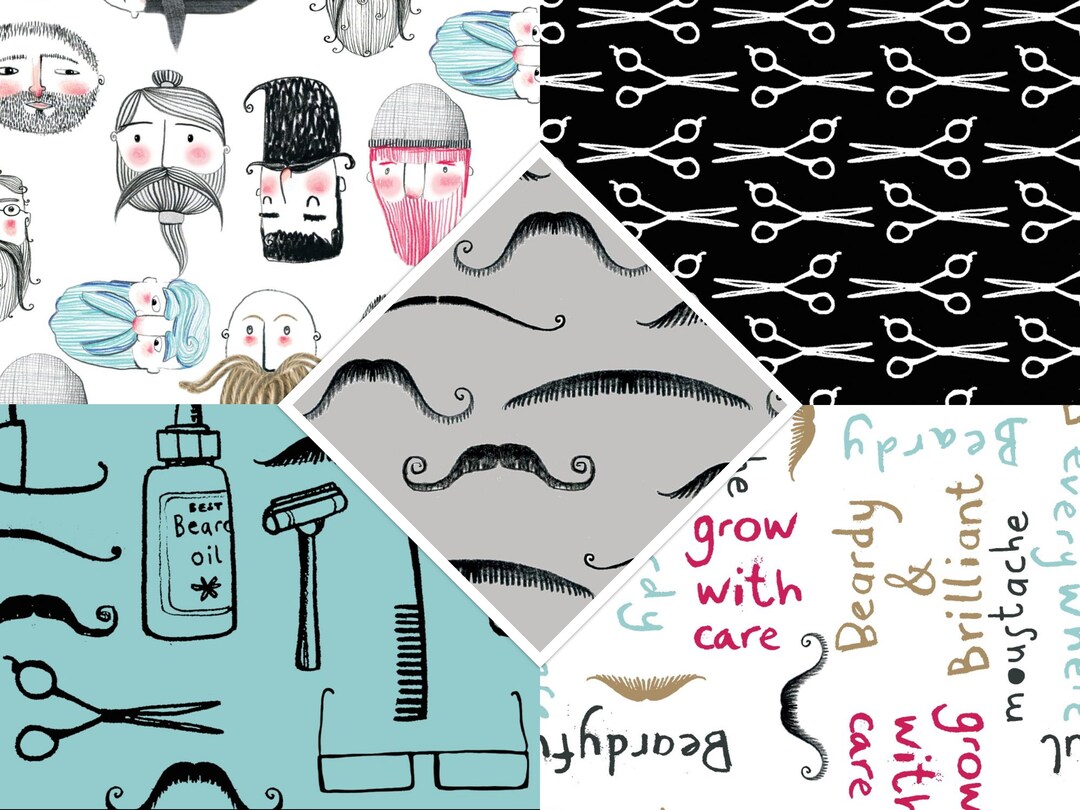 The Craft Cotton Co to Beard or Not to Beard Cotton Fabric Beard Faces ...