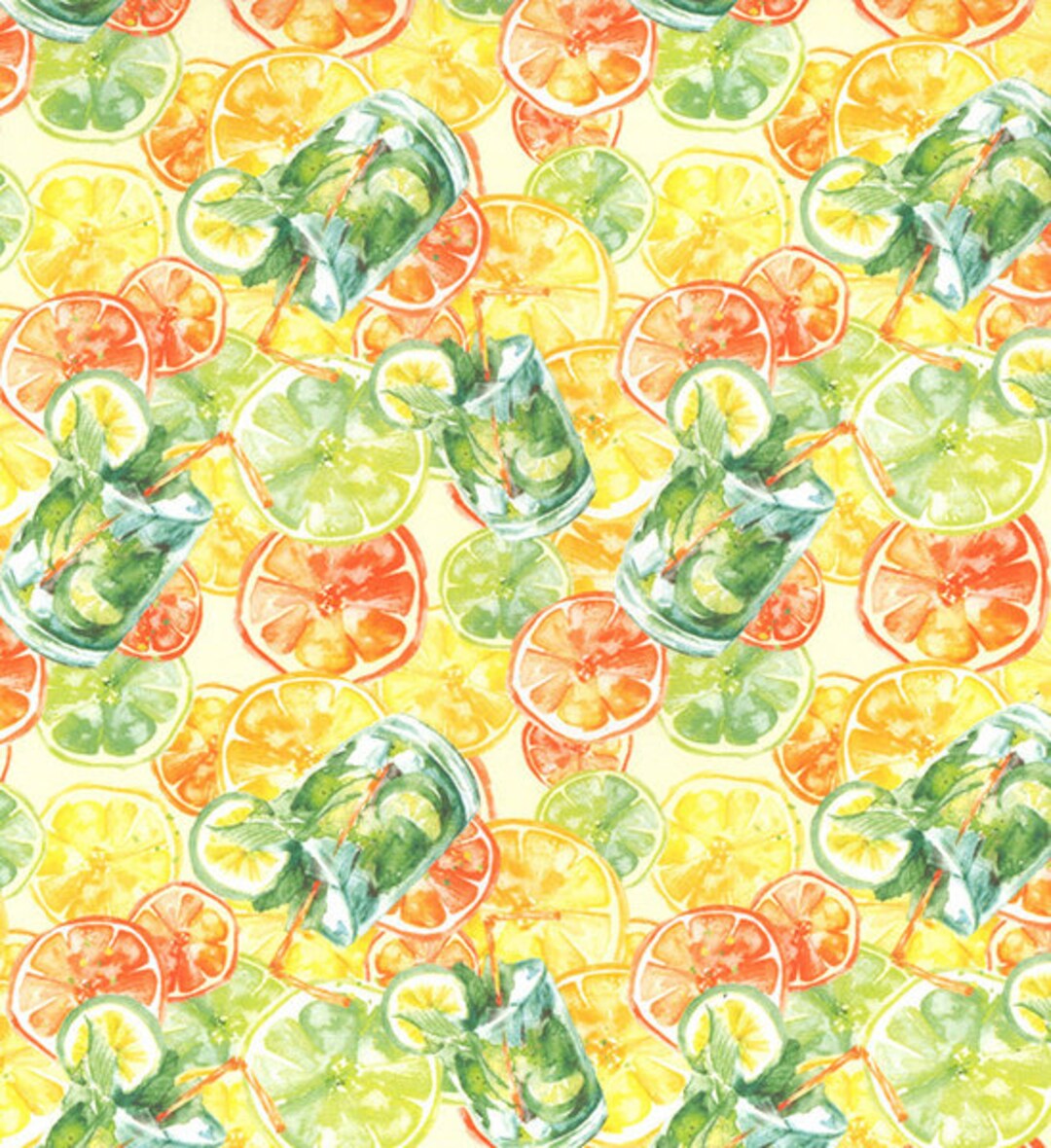 Rose & Hubble Tripe Citrus Digital Cotton Print 100% Cotton Fabric 60 ...