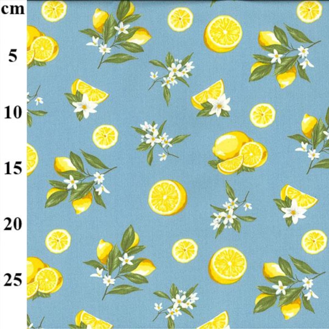 Lemon Fresh Delight Digital Cotton Printed Fabric 112cm/44" Wide 100% ...