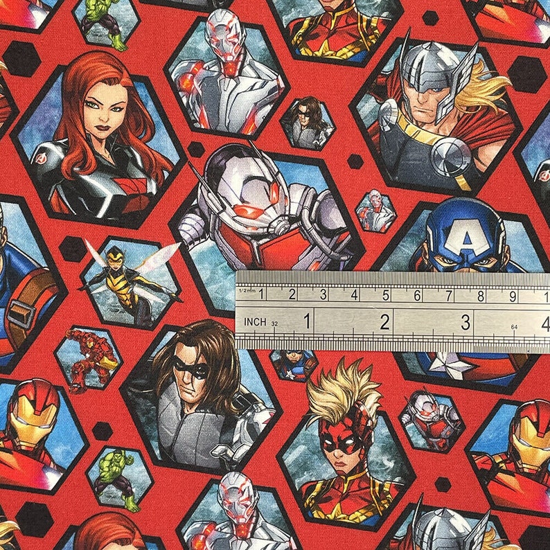 Marvel Avengers Fabric Captain America Thor Black Widow 140cm Wide 100% ...