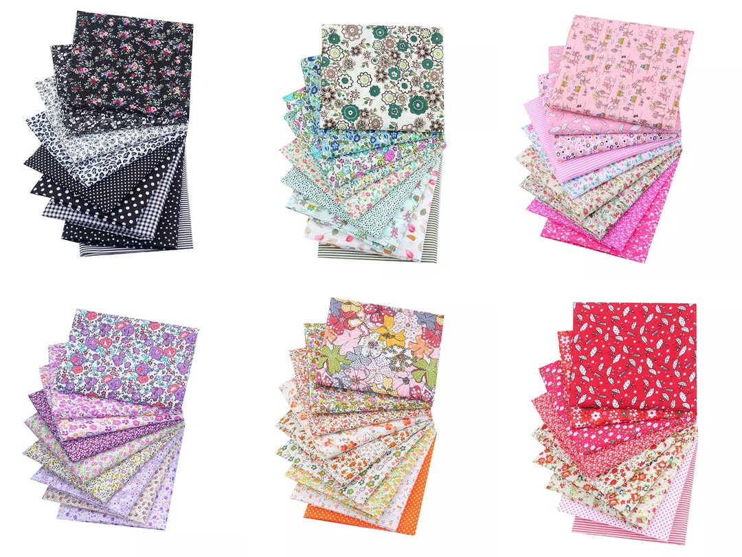 Craftsfabrics 9pcs 50cmx50cm Floral Fat Quarters Fabric Bundles Pre-cut ...