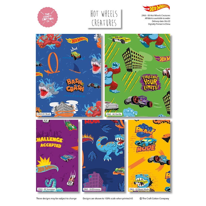 Hot Wheels Creatures Fat Quarters Bundle Pack of 5 - Etsy