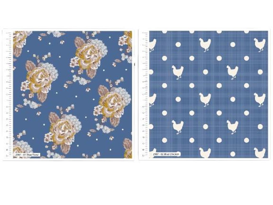 Blue Skies and Nutmeg 40pcs Fabric Roll 100% Cotton 6.35cmx112cm (2.5″x ...