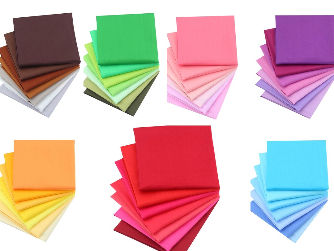 Craftsfabrics 7pcs/lot (16'' X 20'') Plain Solid Fat Quarters Bundle ...