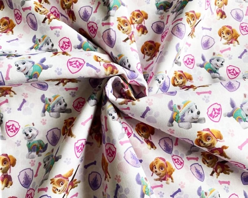 Paw Patrol 100 Cotton Fabric By Metre Half Metre Long Etsy Uk