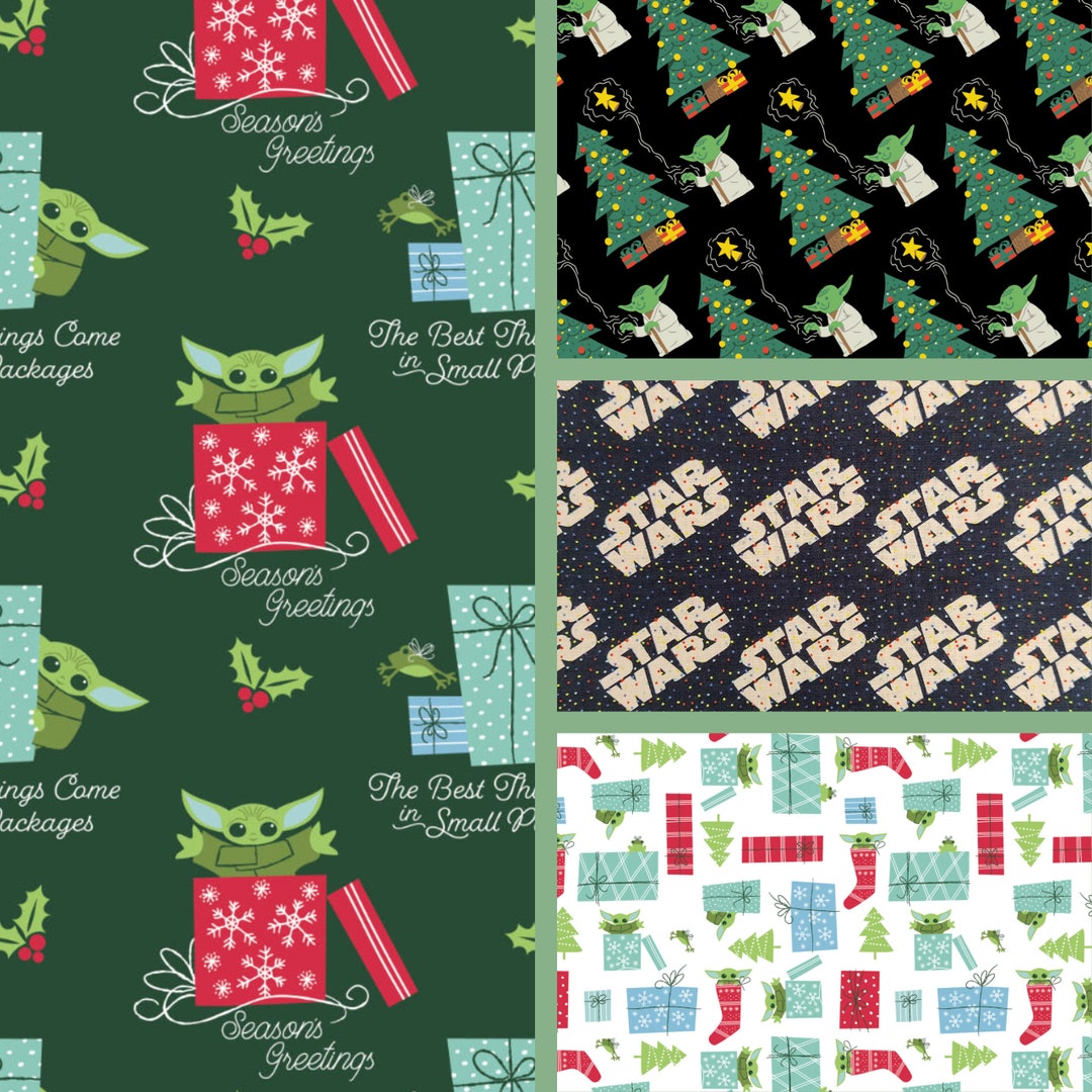 The Mandalorian Baby Yoda Grogu Star Wars Logo Christmas Fat Quarters ...