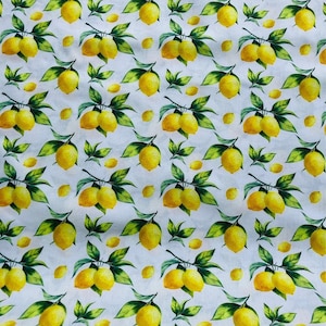 Little Johnny - Lemon Cotton Fabric Craft Fabric Material Yellow Lemon ...