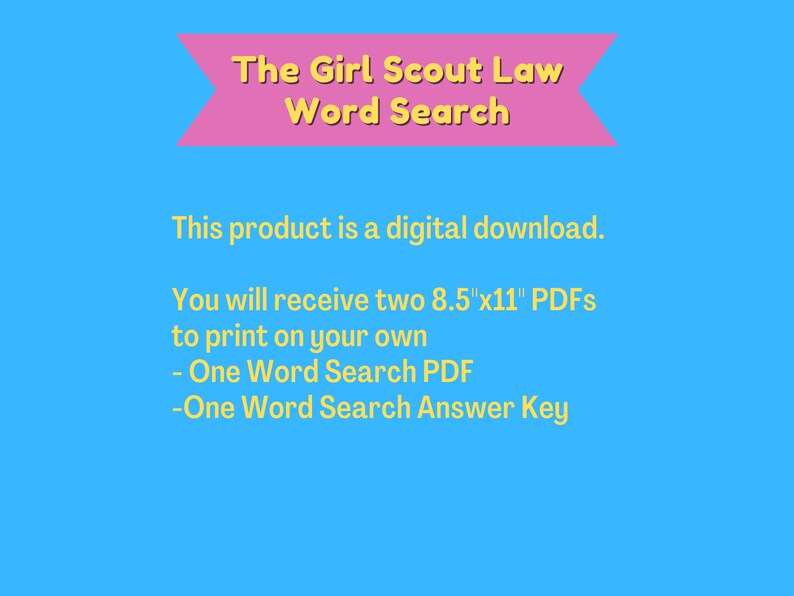 Girl Scout Law Word Search Girl Scouts Daisies Activities - Etsy