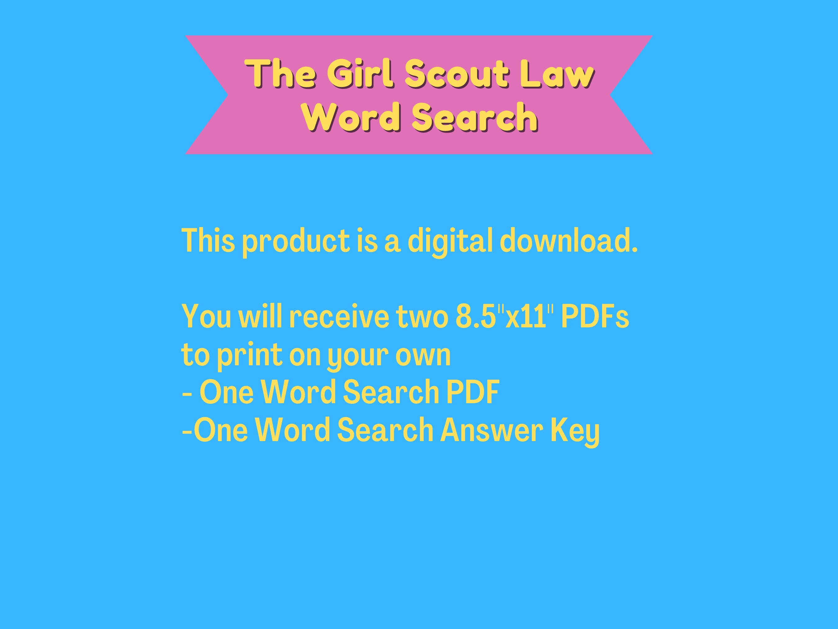 Girl Scout Law Word Search Girl Scouts Daisies Activities - Etsy España