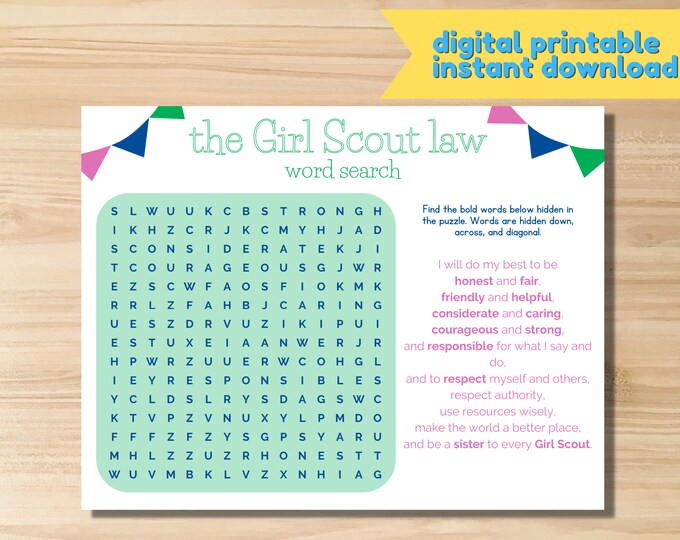Girl Scout Law Word Search | Girl Scouts | Daisies Activities | Brownie ...