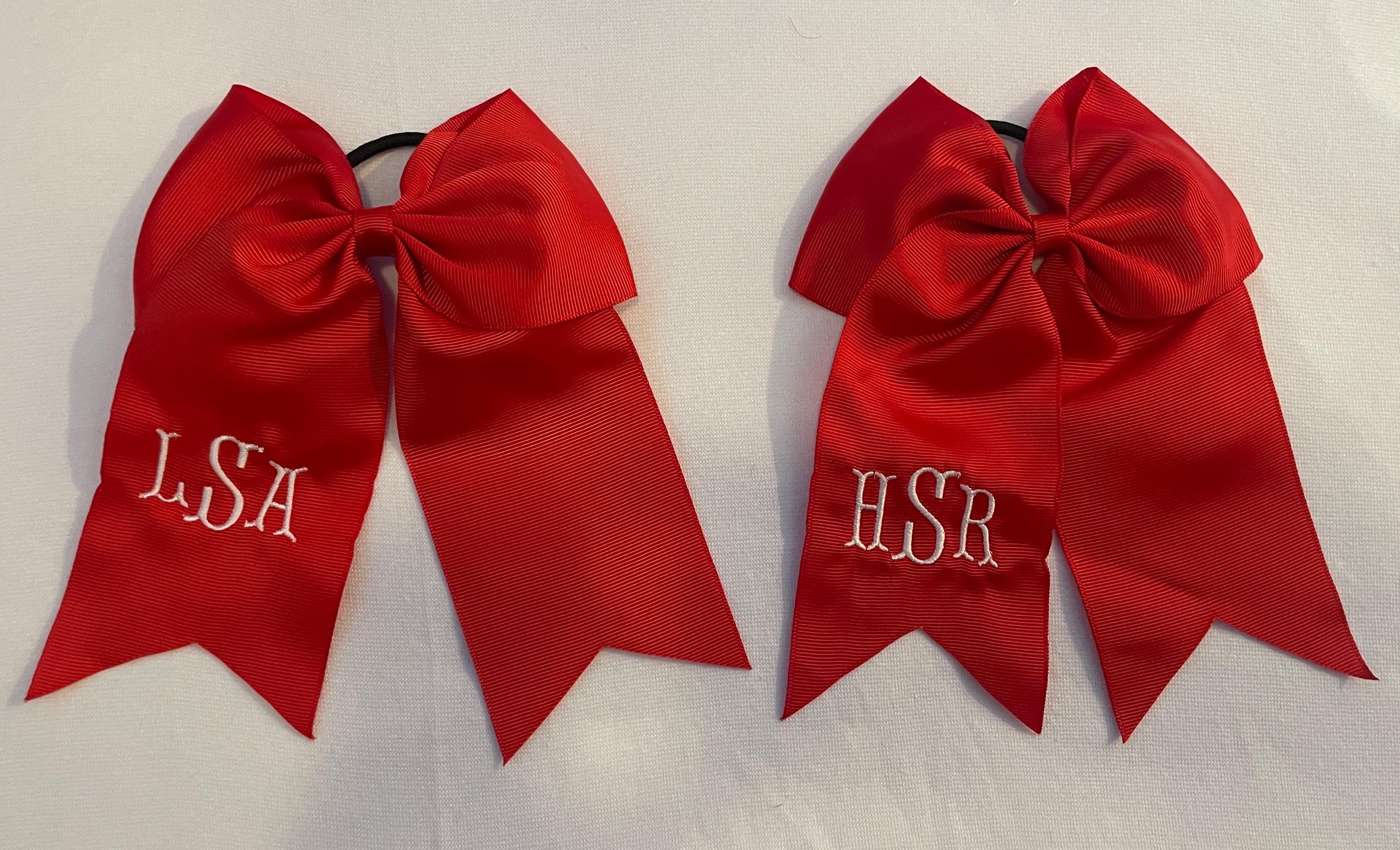 7 Inch Custom Monogram Bow, Large Cheer Bow, Embroidered Bow, Southern ...