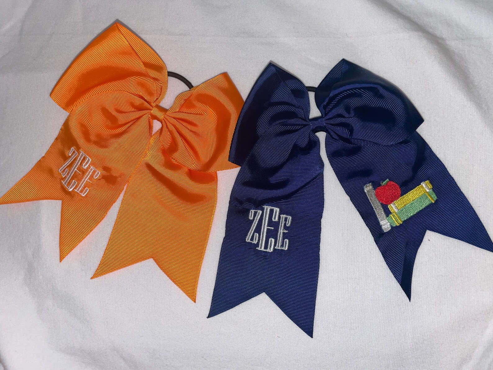 7 Inch Custom Monogram Bow, Large Cheer Bow, Embroidered Bow, Southern ...