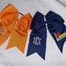 7 Inch Custom Monogram Bow, Large Cheer Bow, Embroidered Bow, Southern ...