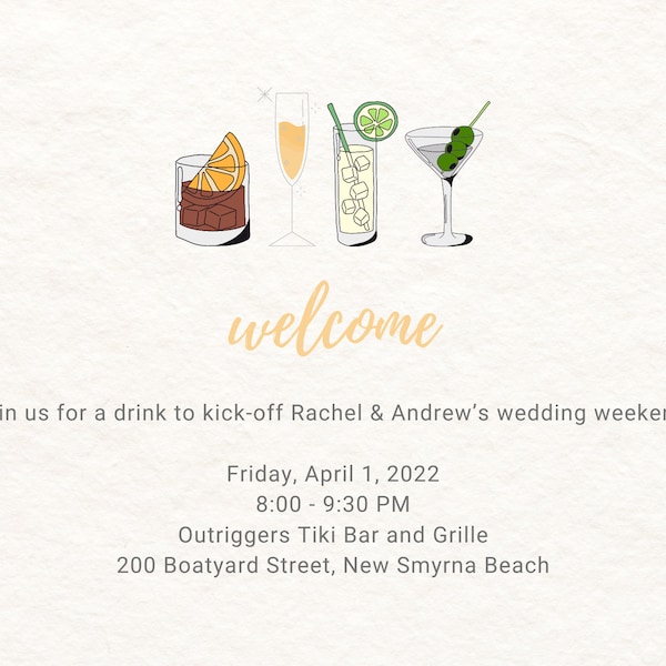Welcome Drinks Invitation - Etsy