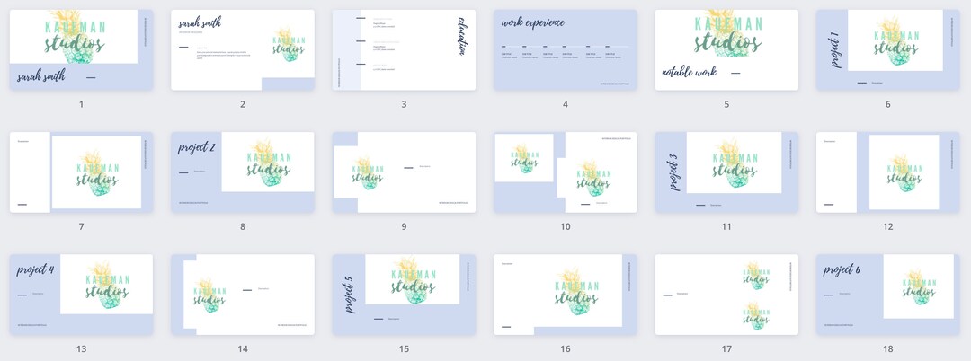 Modern Blue Portfolio Template - Etsy