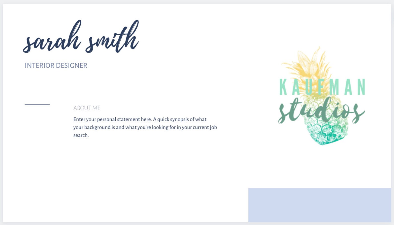 Modern Blue Portfolio Template - Etsy