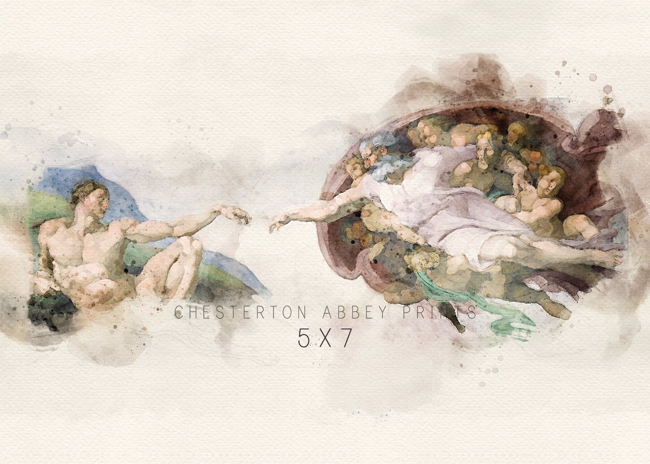 The Creation of Adam Watercolour Print | Etsy
