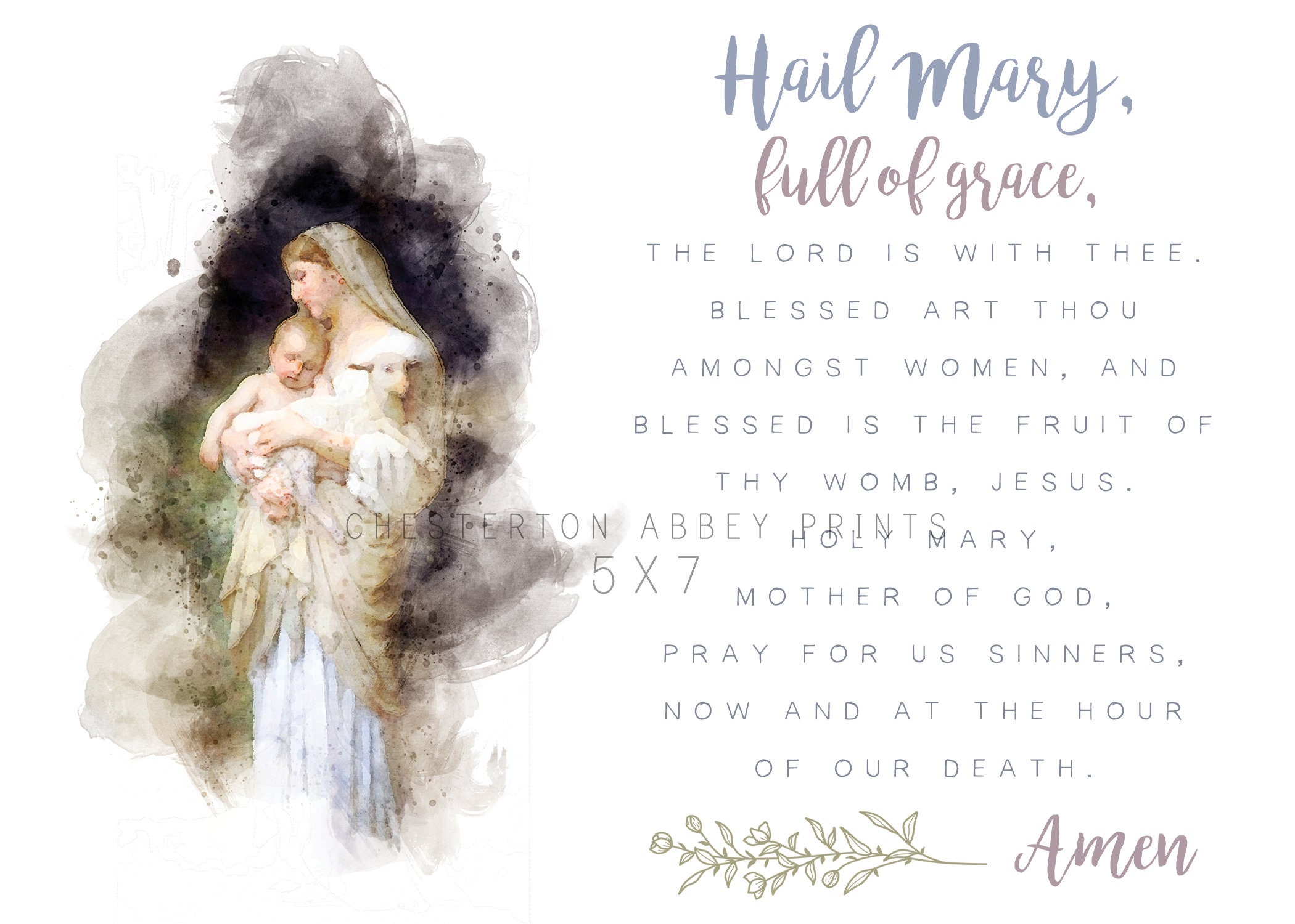 Hail Mary Prayer Print | Etsy