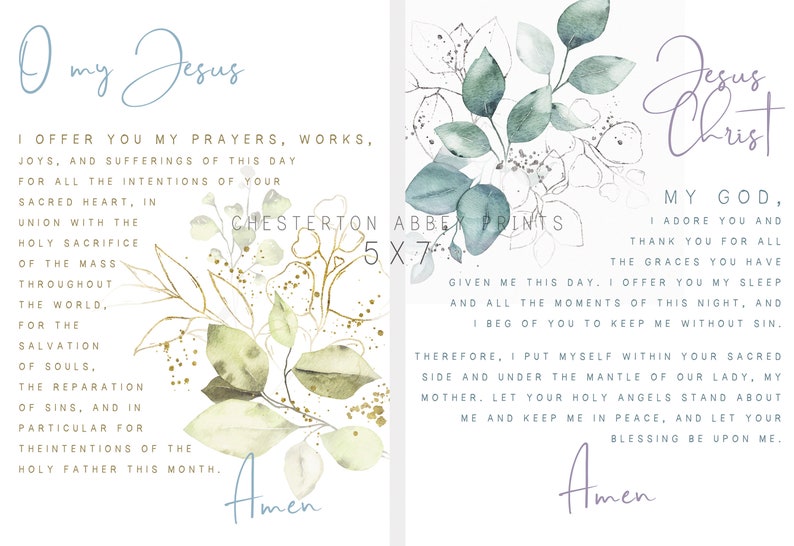 Morning Offering & Evening Prayer Print Set - Etsy