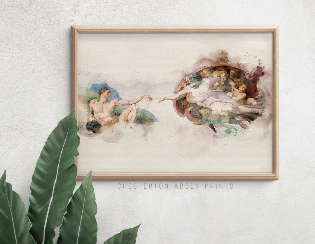 The Creation of Adam Watercolour Print - Etsy