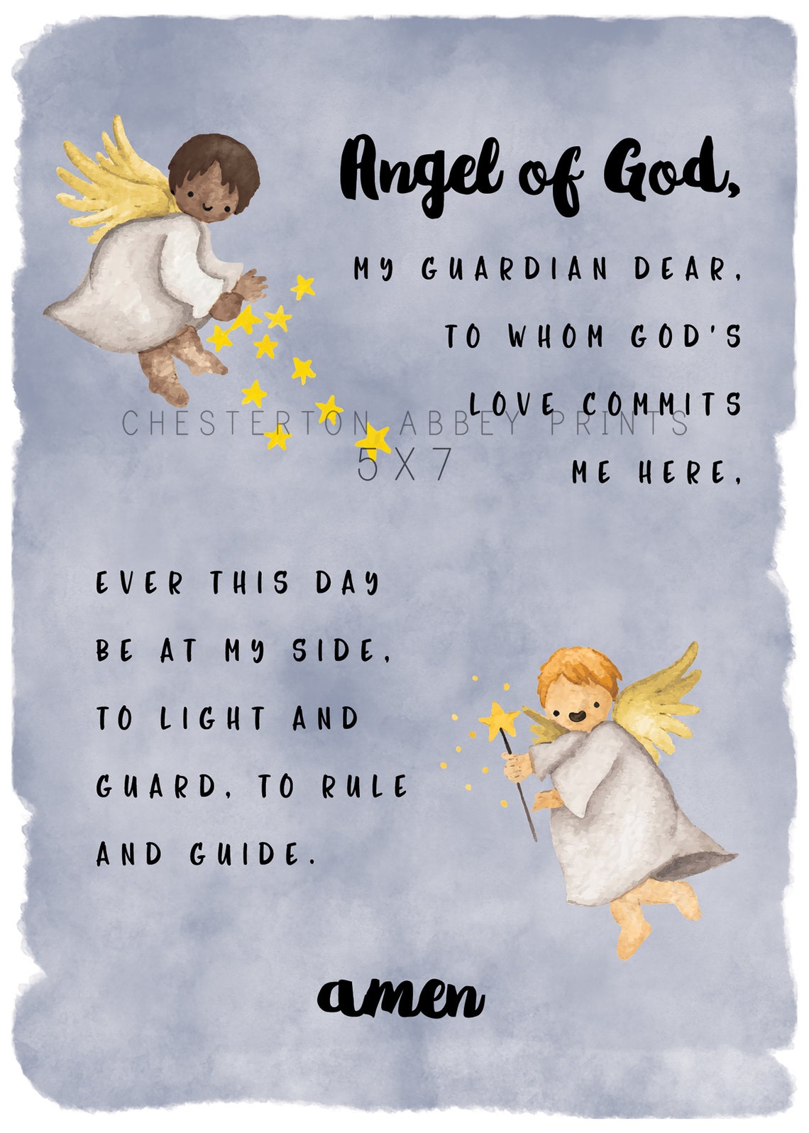 Children's Guardian Angel Prayer Print | Etsy