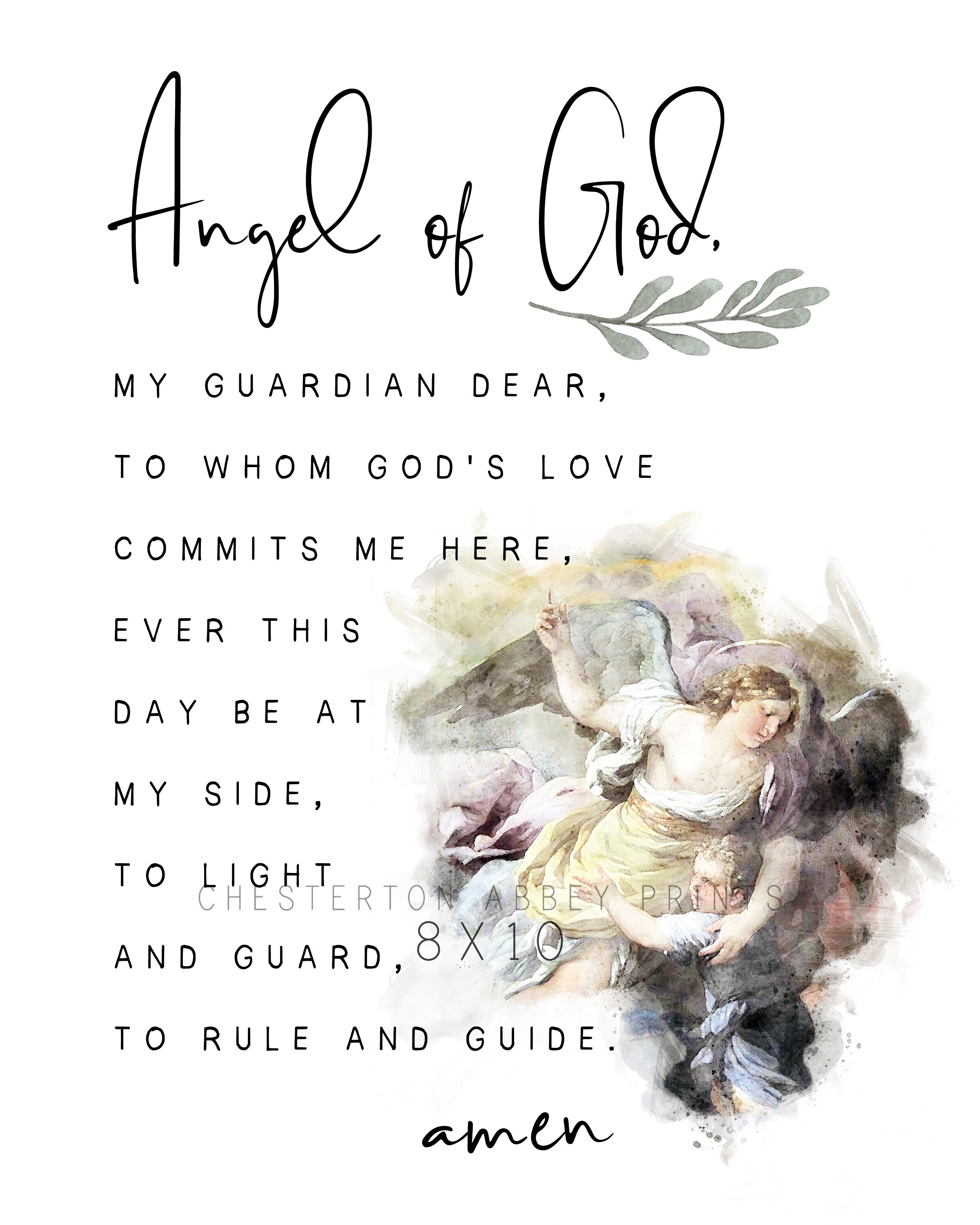 Guardian Angel Prayer Print | Etsy
