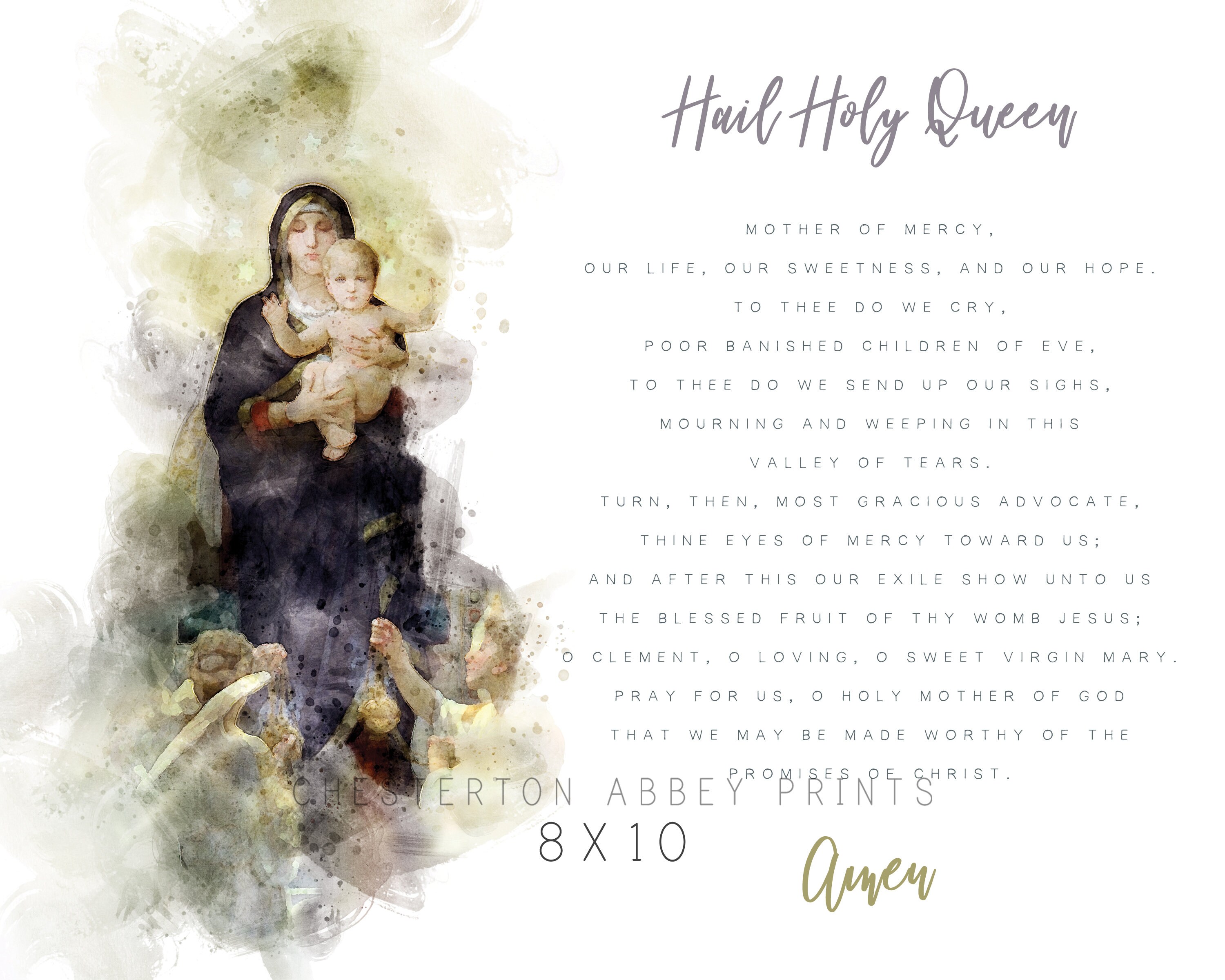 Hail Holy Queen Prayer Print - Etsy