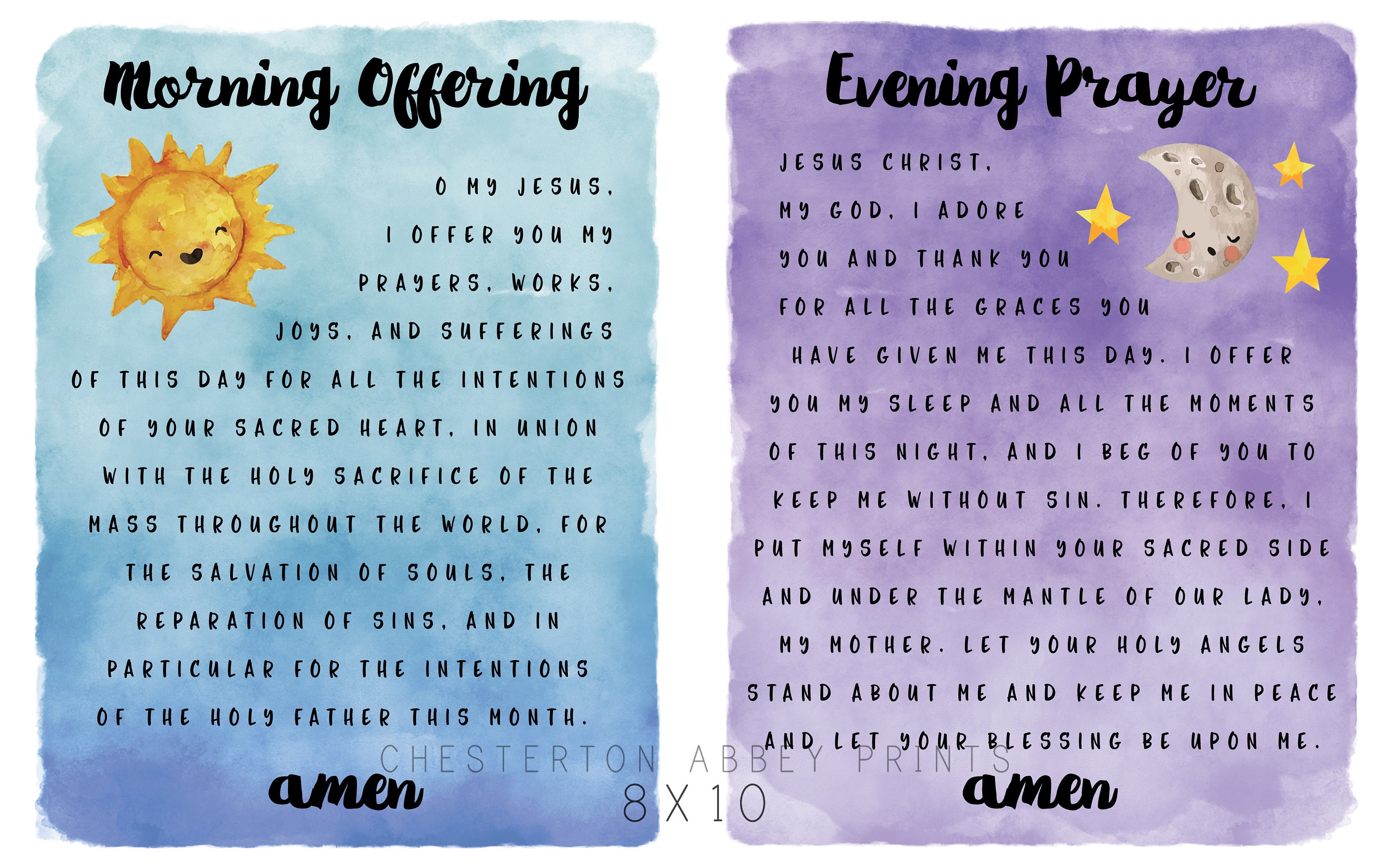 Children's Morning Offering & Evening Prayer Print Set | Etsy