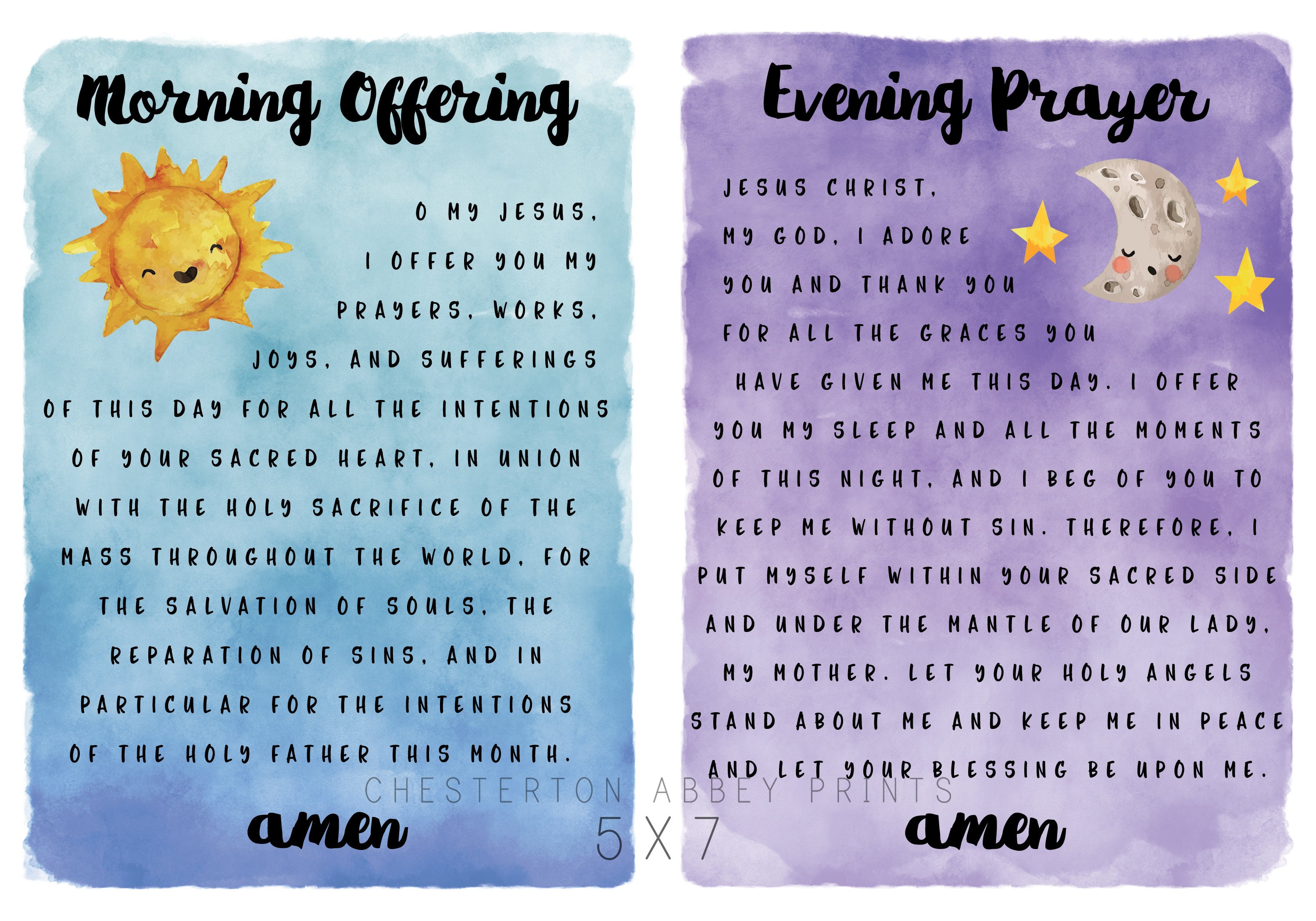 Children's Morning Offering & Evening Prayer Print Set | Etsy