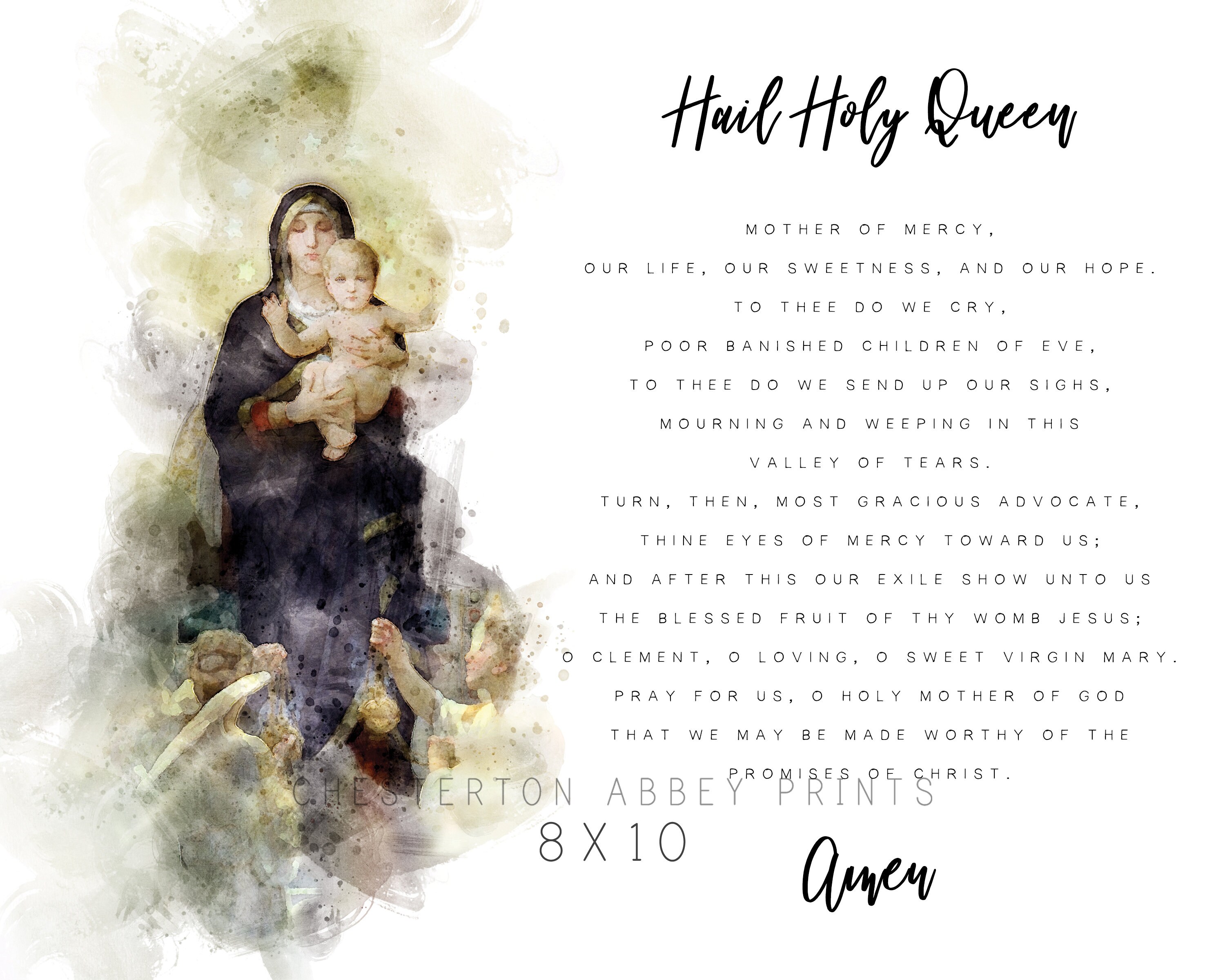 Hail Holy Queen Prayer Print - Etsy
