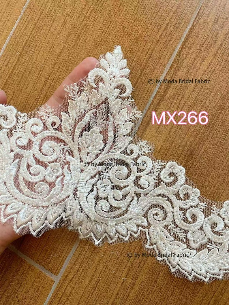 Bridal Beading Lace Trim for DIY Dresses Bride Veils in Ivory Color, 5 ...