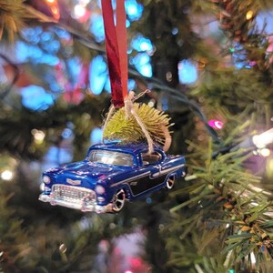 55 Chevy Bel Air Carrying Christmas Tree Car Ornament Gift for Men Boys ...