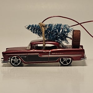55 Chevy Bel Air Carrying Christmas Tree Car Ornament Gift for Men Boys ...