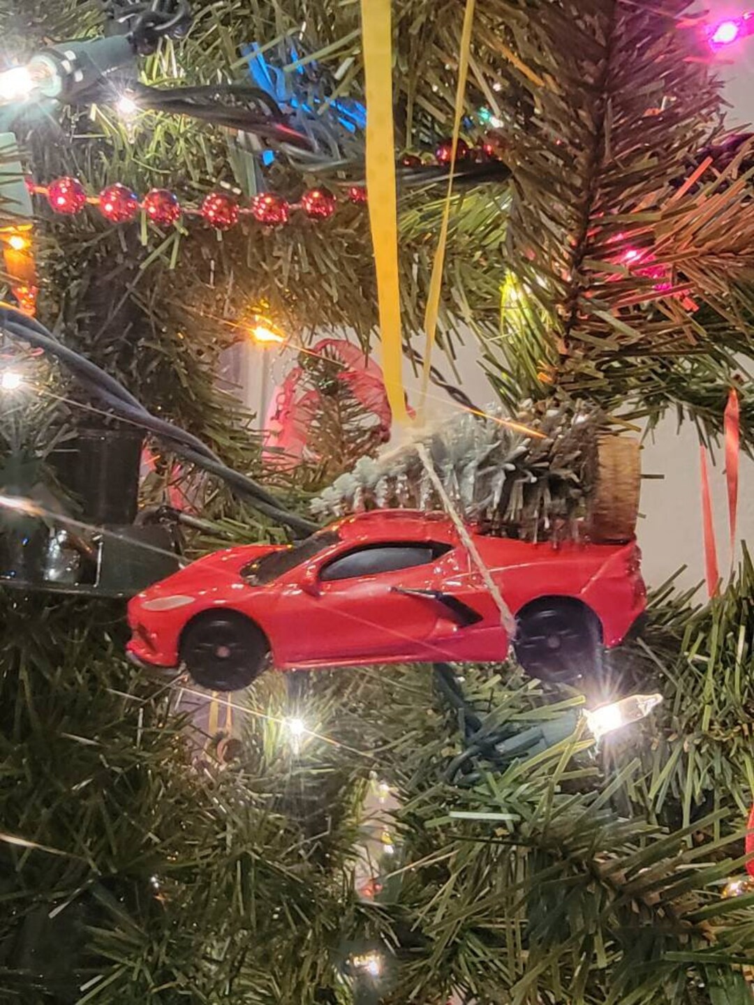Rare 2021 Chevy Corvette C8 Carrying Christmas Tree Car Ornament Gift ...
