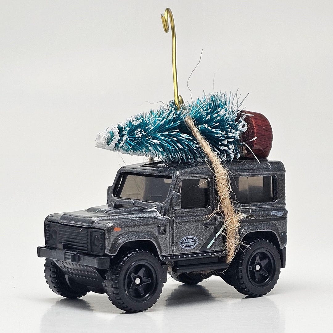 RARE Land Rover Defender 90 Carrying Christmas Tree Ornament Husband ...