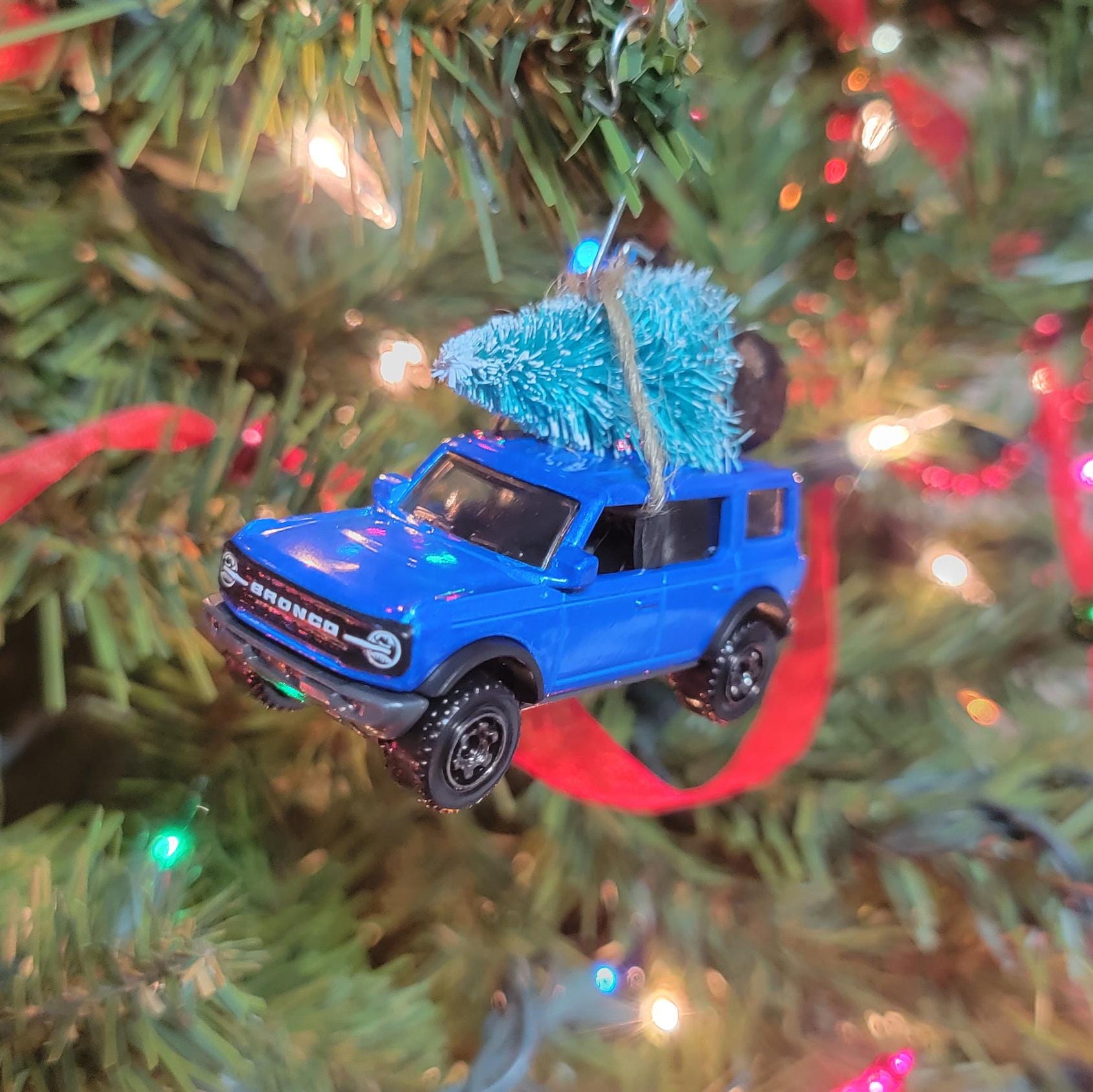 VHTF RARE 2021 Ford Bronco 4 Door Carrying Christmas Tree Car Ornament ...